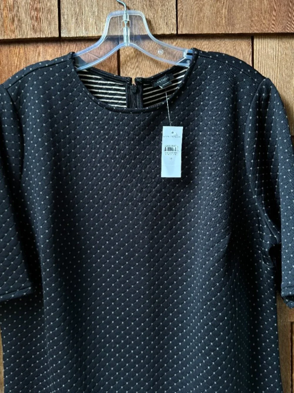 Ann Taylor | Dresses | Nwt Ann Taylor Black Dobby Flounce Short Sleeve ...